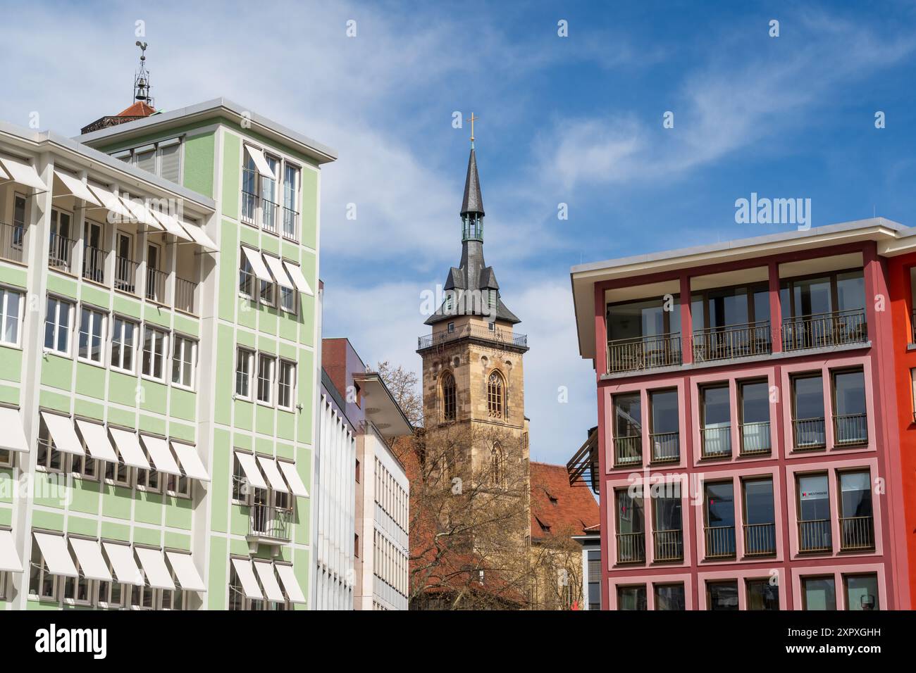 The clock tower of the SPD Stuttgarter Rathaus, Marktplatz in Stuttgart ...