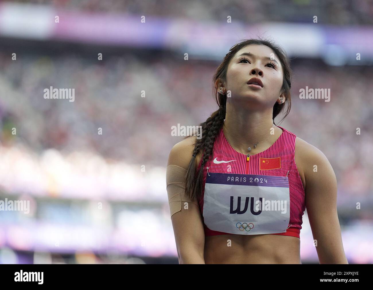 Paris, France. 8th Aug, 2024. Wu Yanni of China reacts after the women ...
