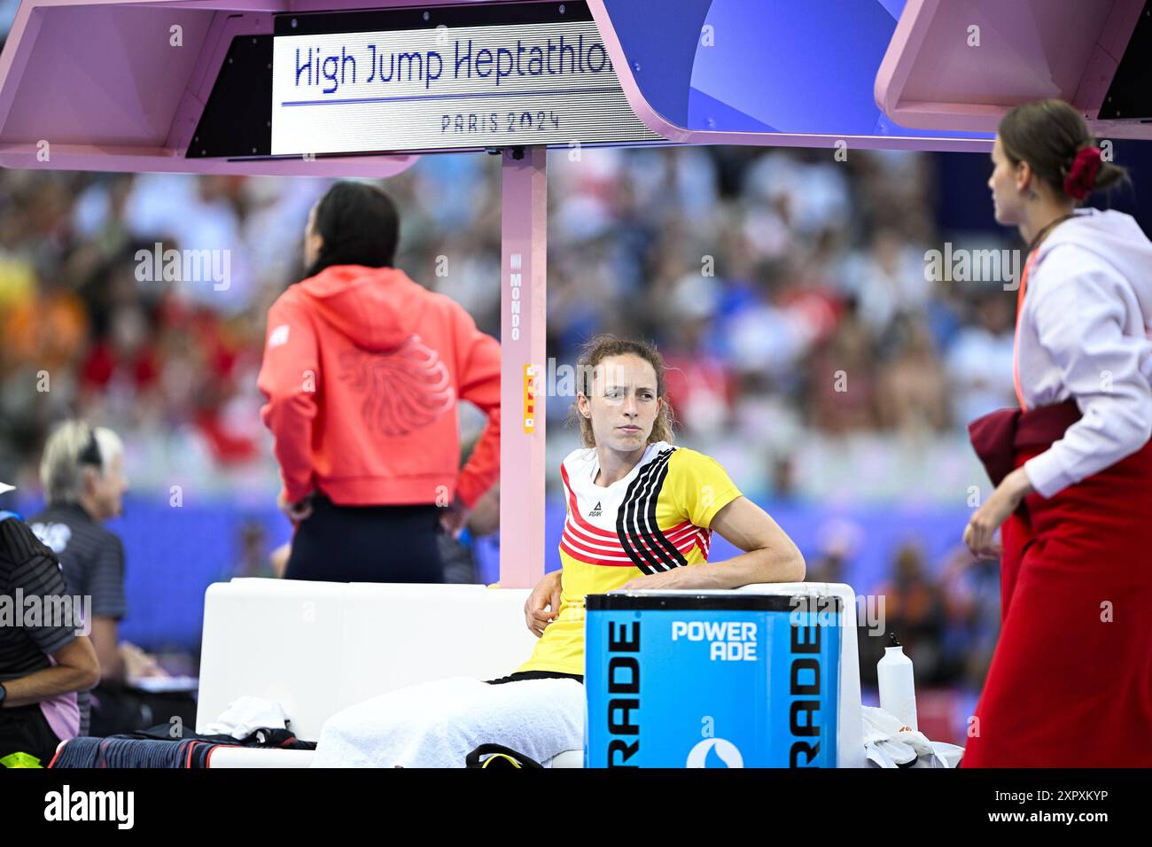 Paris, France. 08th Aug, 2024. Belgian athlete Noor Vidts pictured during the high jump, second ...