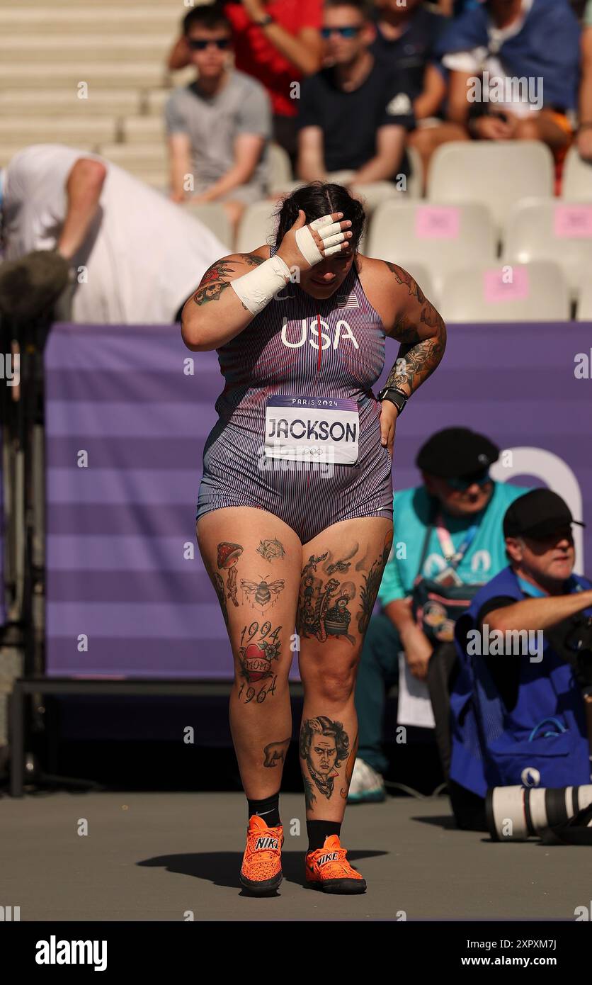 Paris, France. 8th Aug, 2024. Chase Jackson of the United States reacts ...