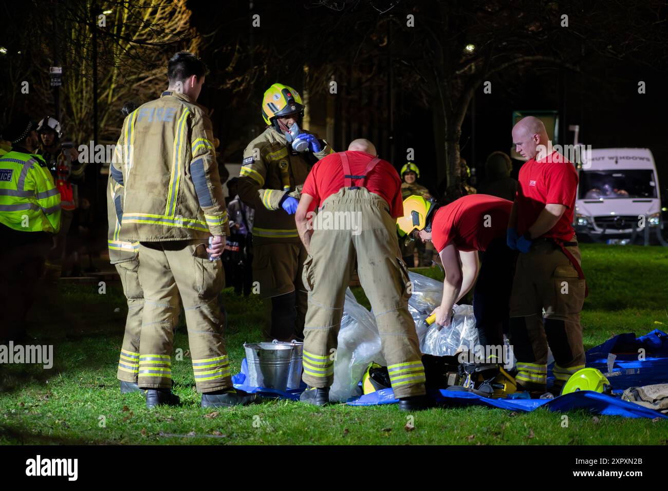 A London residential tower block on fire is attended by the London Fire ...