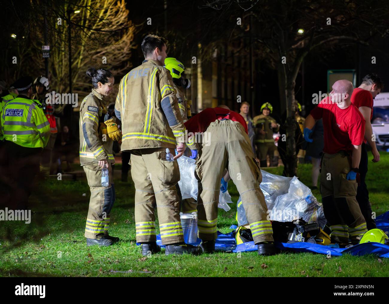 A London residential tower block on fire is attended by the London Fire ...