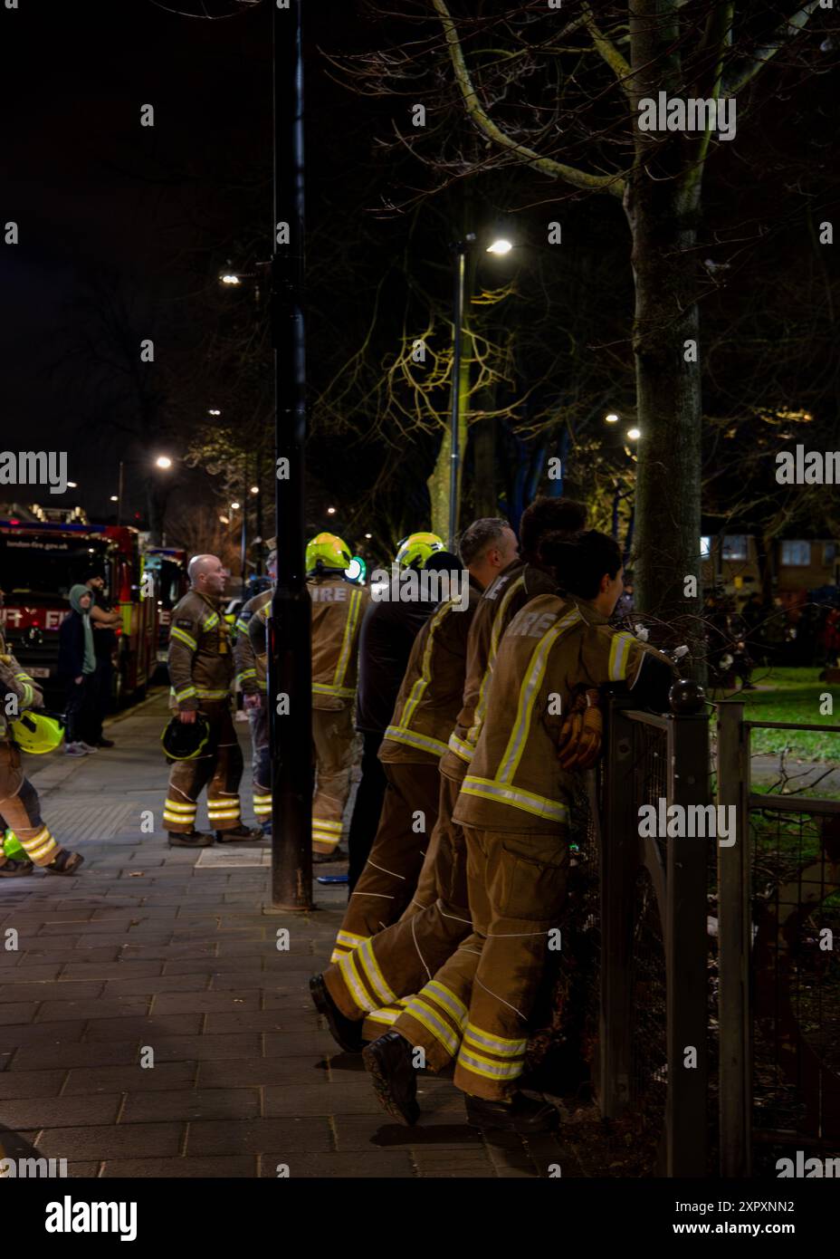 A London residential tower block on fire is attended by the London Fire ...