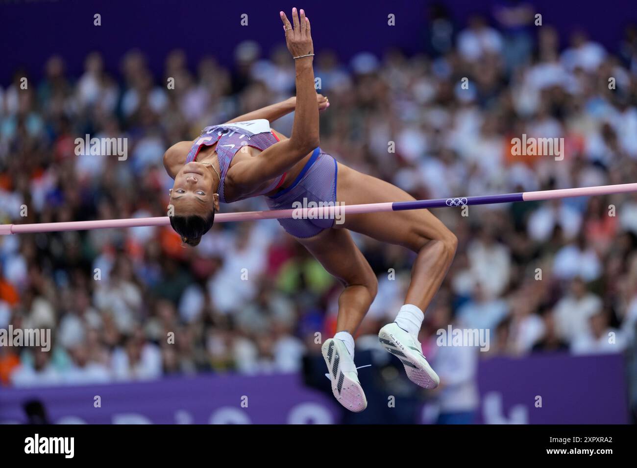 Anna Hall, of the United States, competes during the women's heptathlon ...