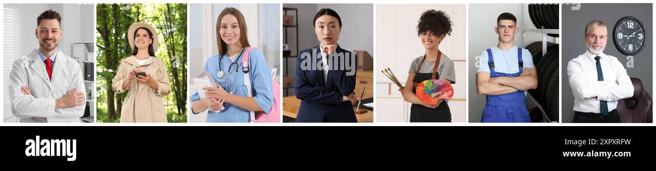 Different professions collage, photos of various people Stock Photo - Alamy