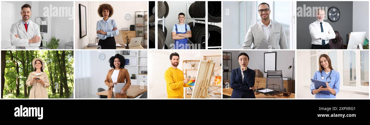 Different professions collage, photos of various people Stock Photo - Alamy