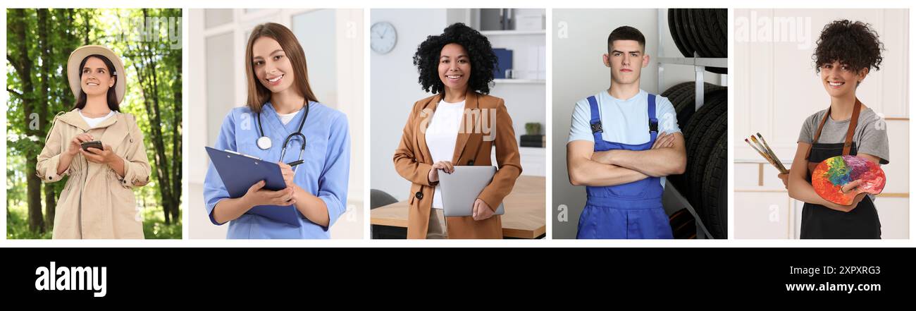 Different professions collage, photos of various people Stock Photo - Alamy