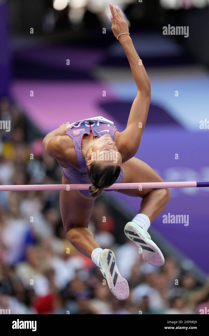 Anna Hall, of the United States, competes during the women's heptathlon ...