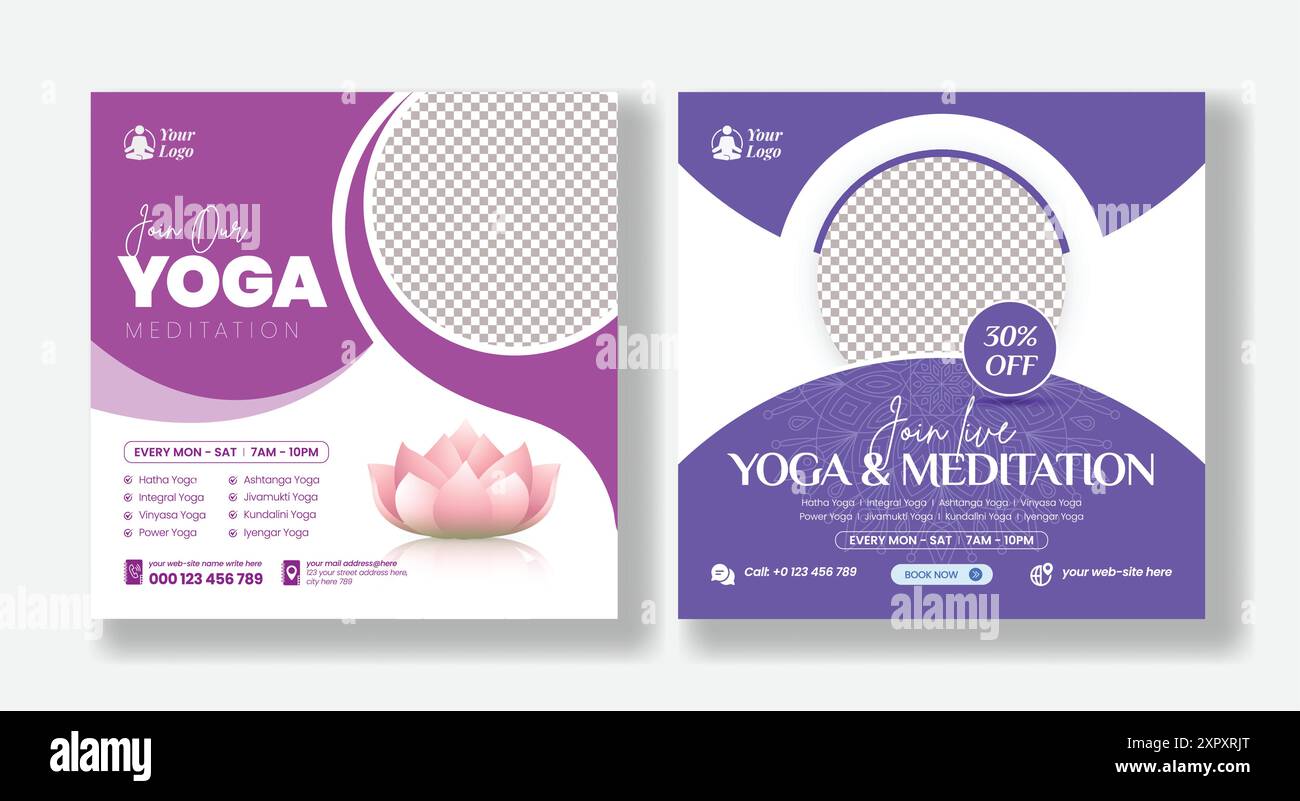 Promotional Social media posts, ads, banner template for yoga ...