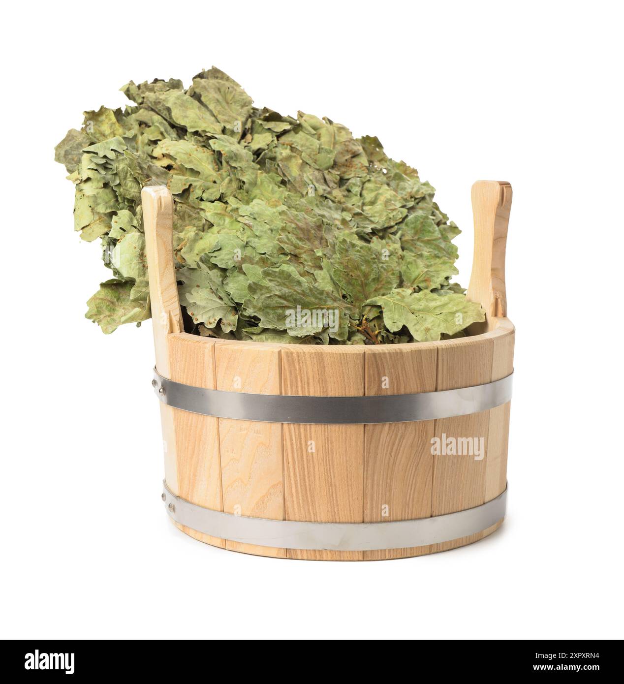Sauna whisk in bucket isolated on white Stock Photo - Alamy