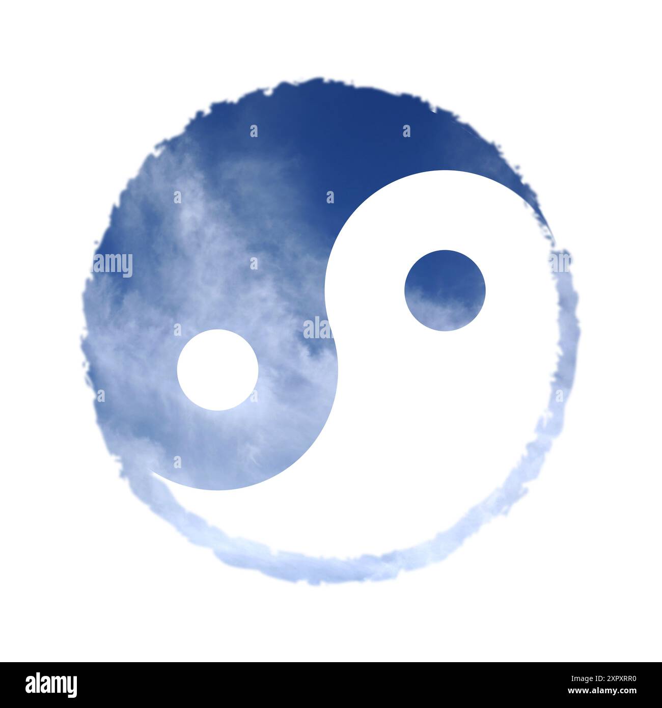 Yin and yang symbol with sky inside on white background Stock Photo - Alamy
