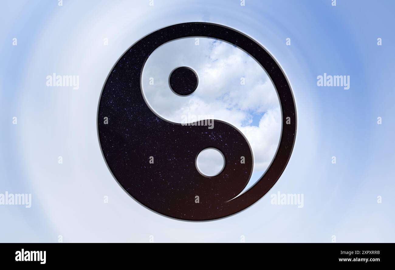 Yin and yang symbol with sky at night and day inside Stock Photo - Alamy