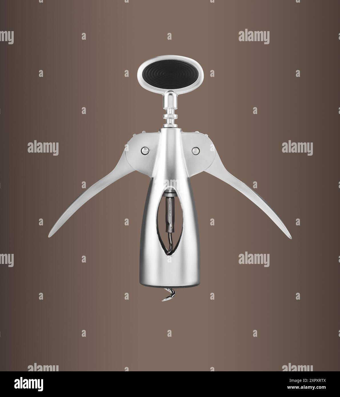 Winged corkscrew with rack and pinion mechanism on pale brown gradient ...