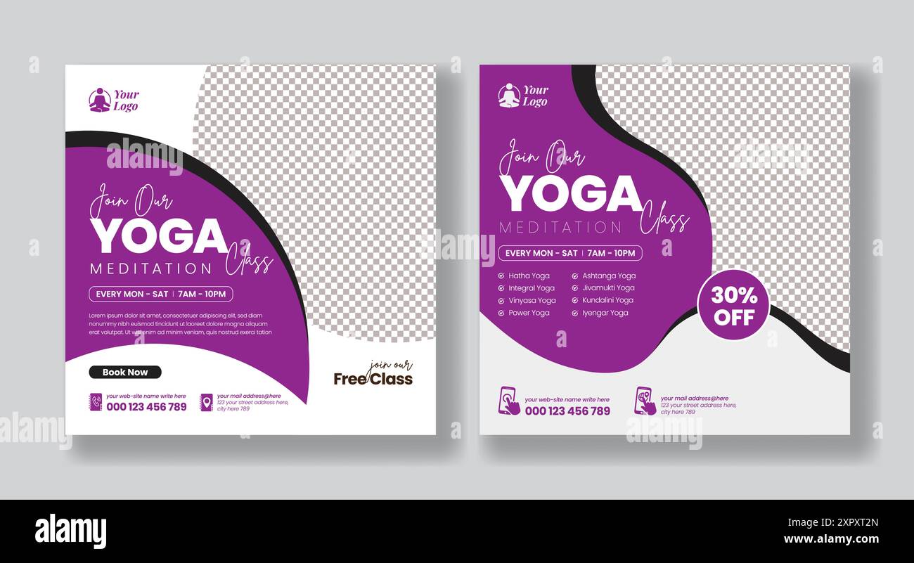 Online Yoga Studio web banner or square Poster Flyer for social media ...