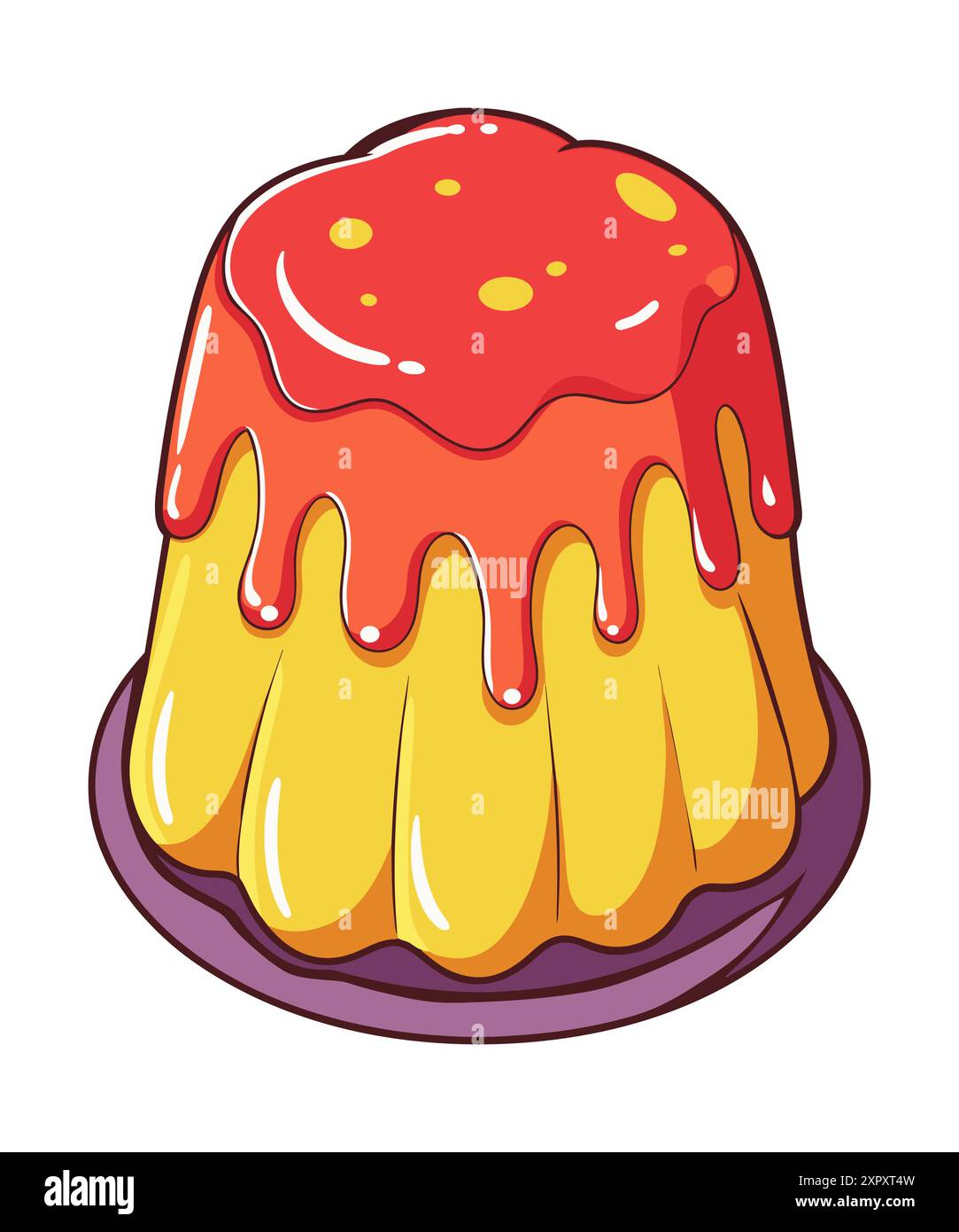 Hand drawn fruit and berry jelly. Cartoon style vector illustration ...