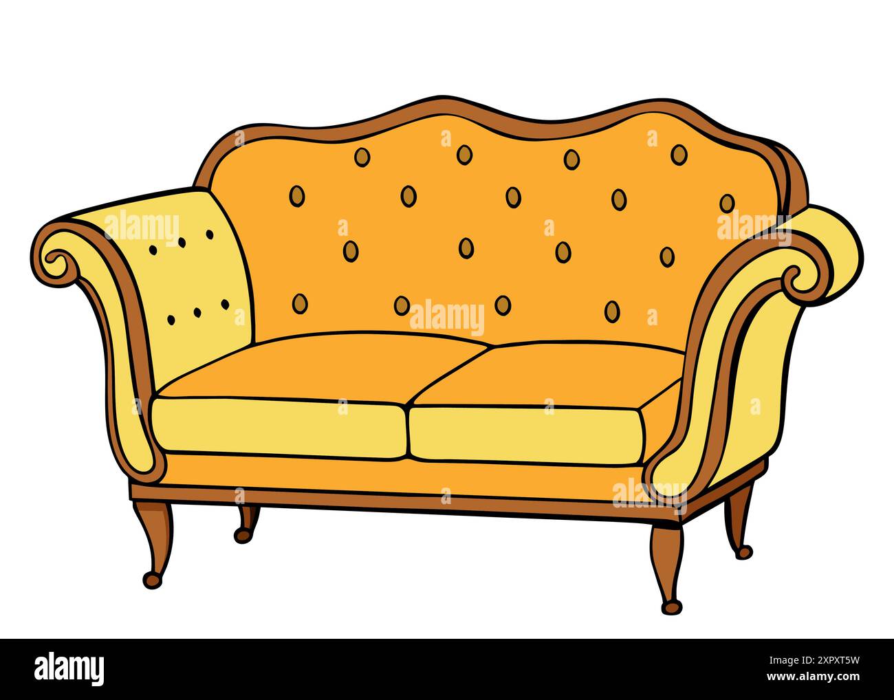 Hand drawn comfortable sofa. Cartoon style vector illustration Stock ...