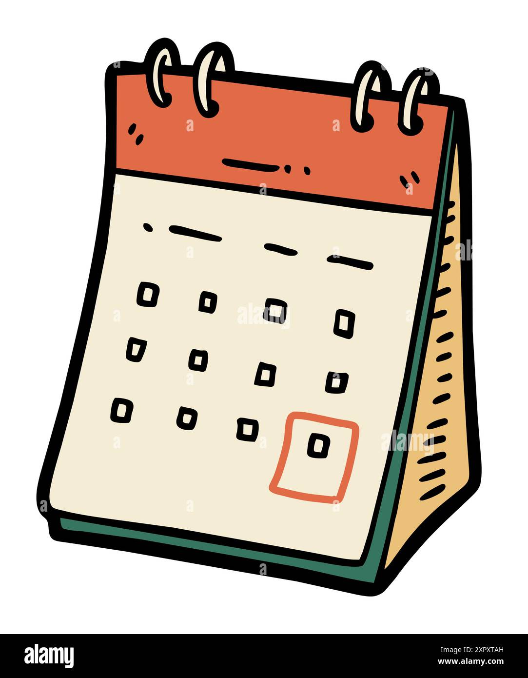 Hand drawn doodle folding calendar isolated on white. Cartoon style ...