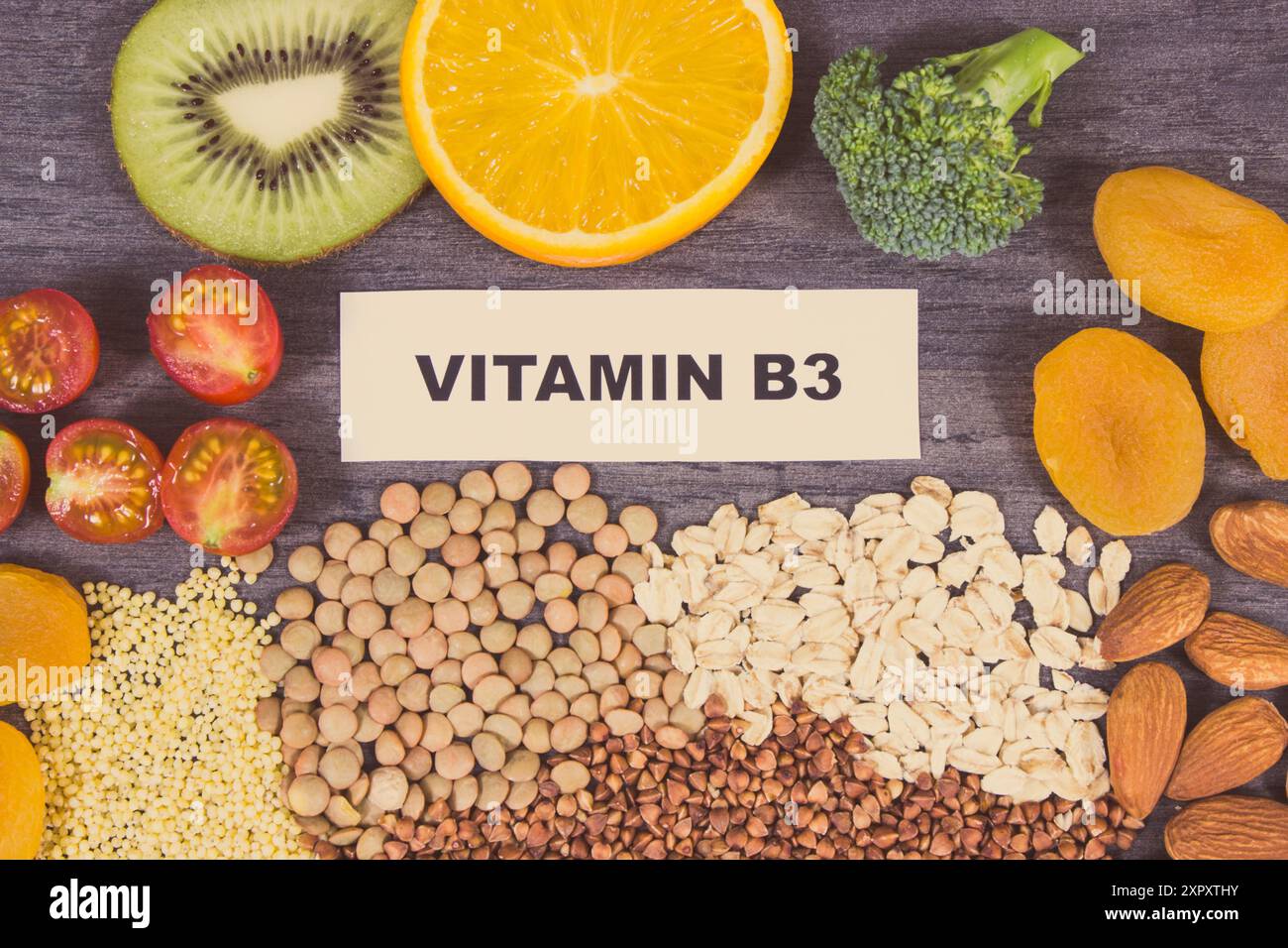 Healthy natural ingredients containing vitamin B3 and minerals ...