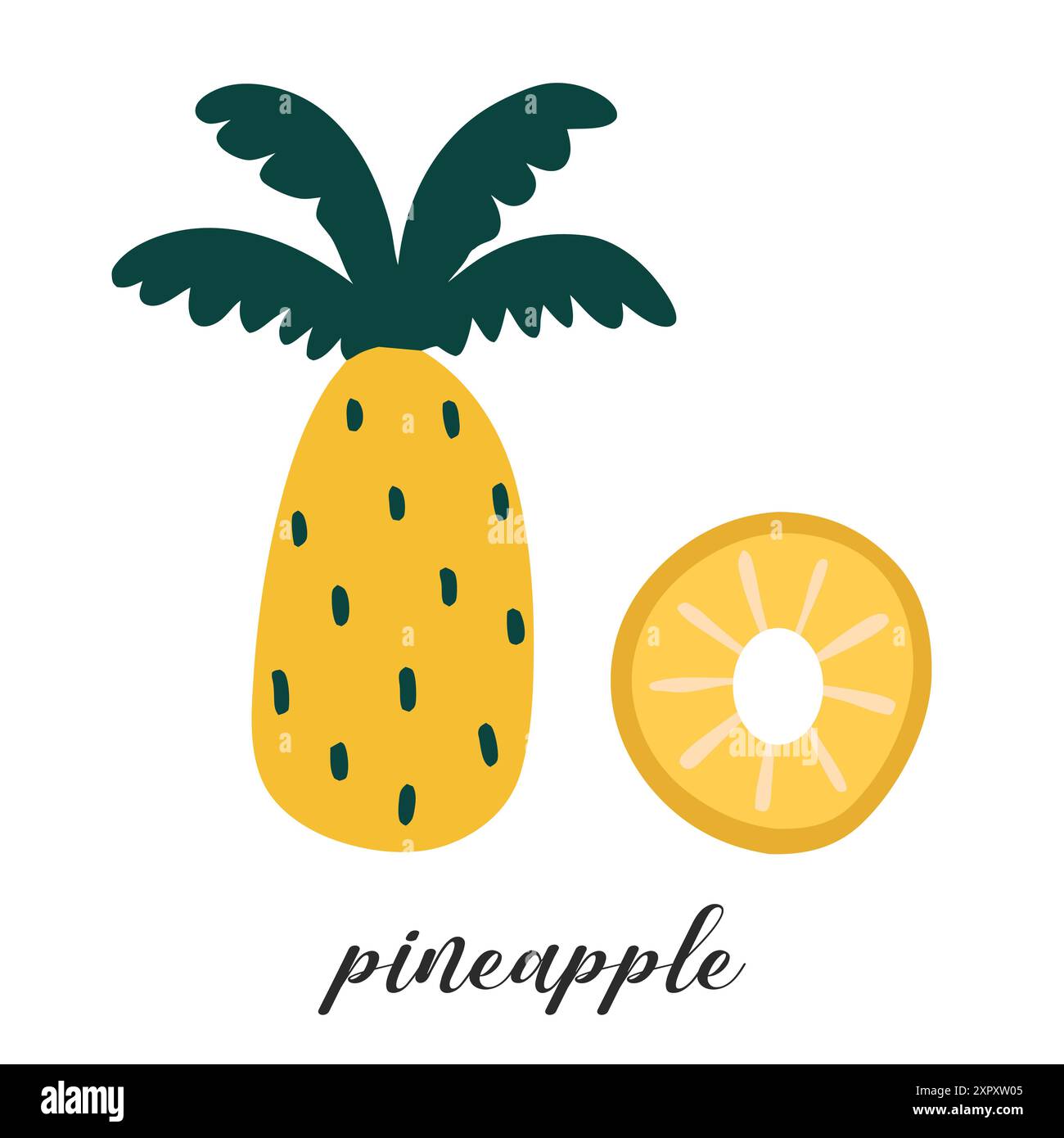 Illustration of hand drawn pineapple isolated on white background ...