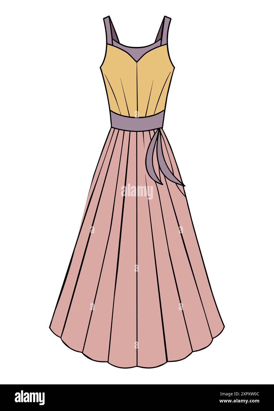 Hand drawn trendy sundress. Woman summer clothes. Cartoon vector ...