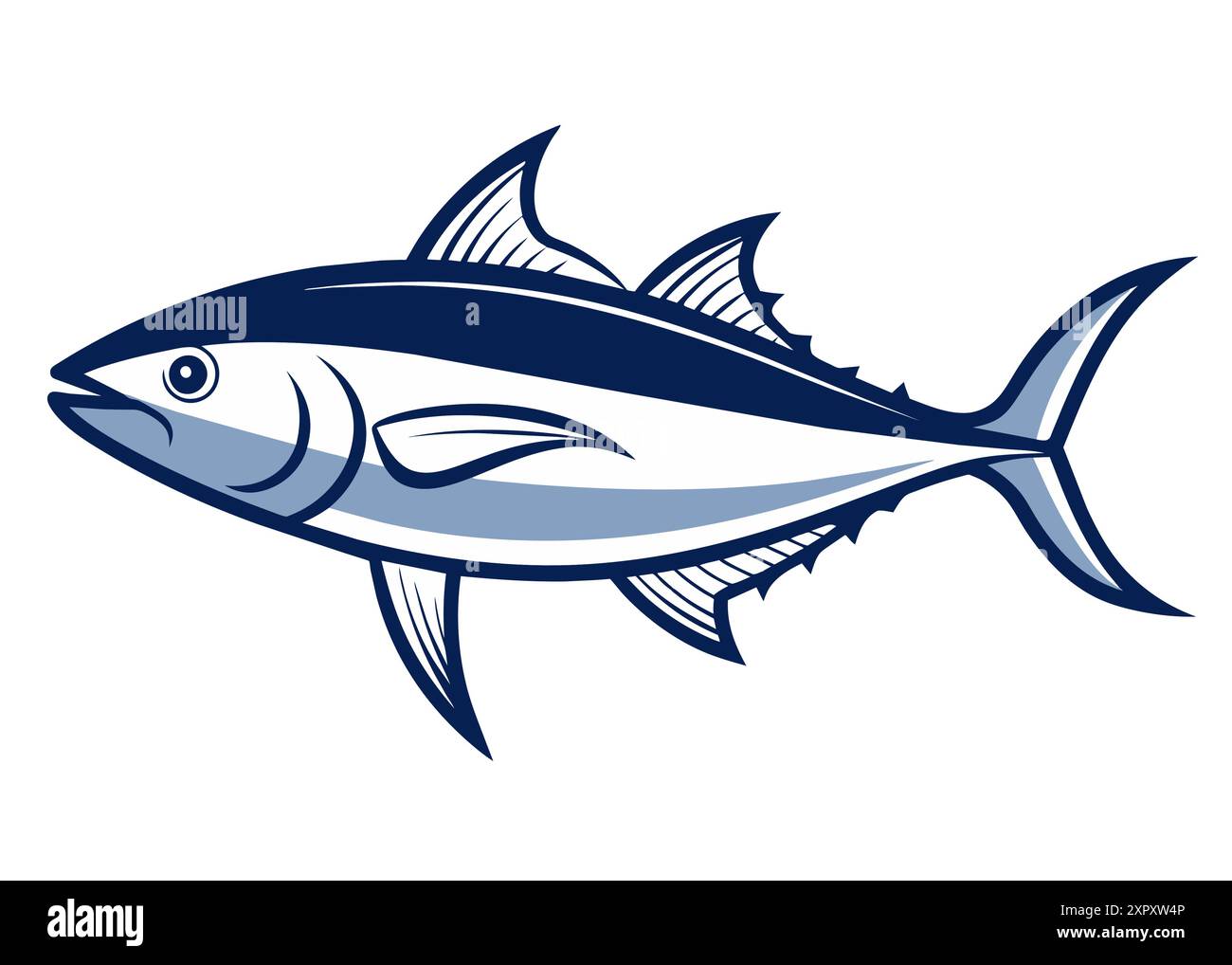 Tuna fish isolated on white. Cartoon style vector illustration Stock ...