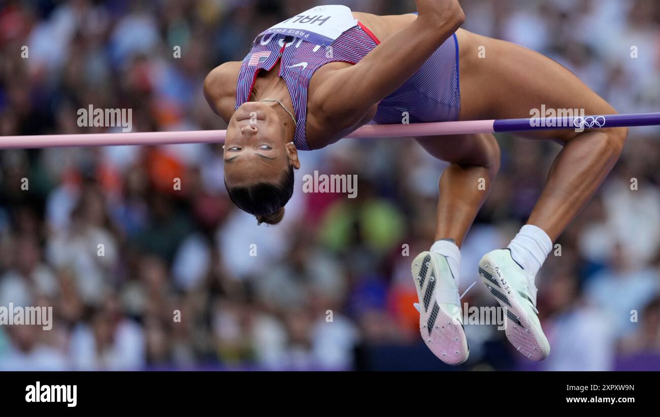 Anna Hall, of the United States, competes during the women's heptathlon ...
