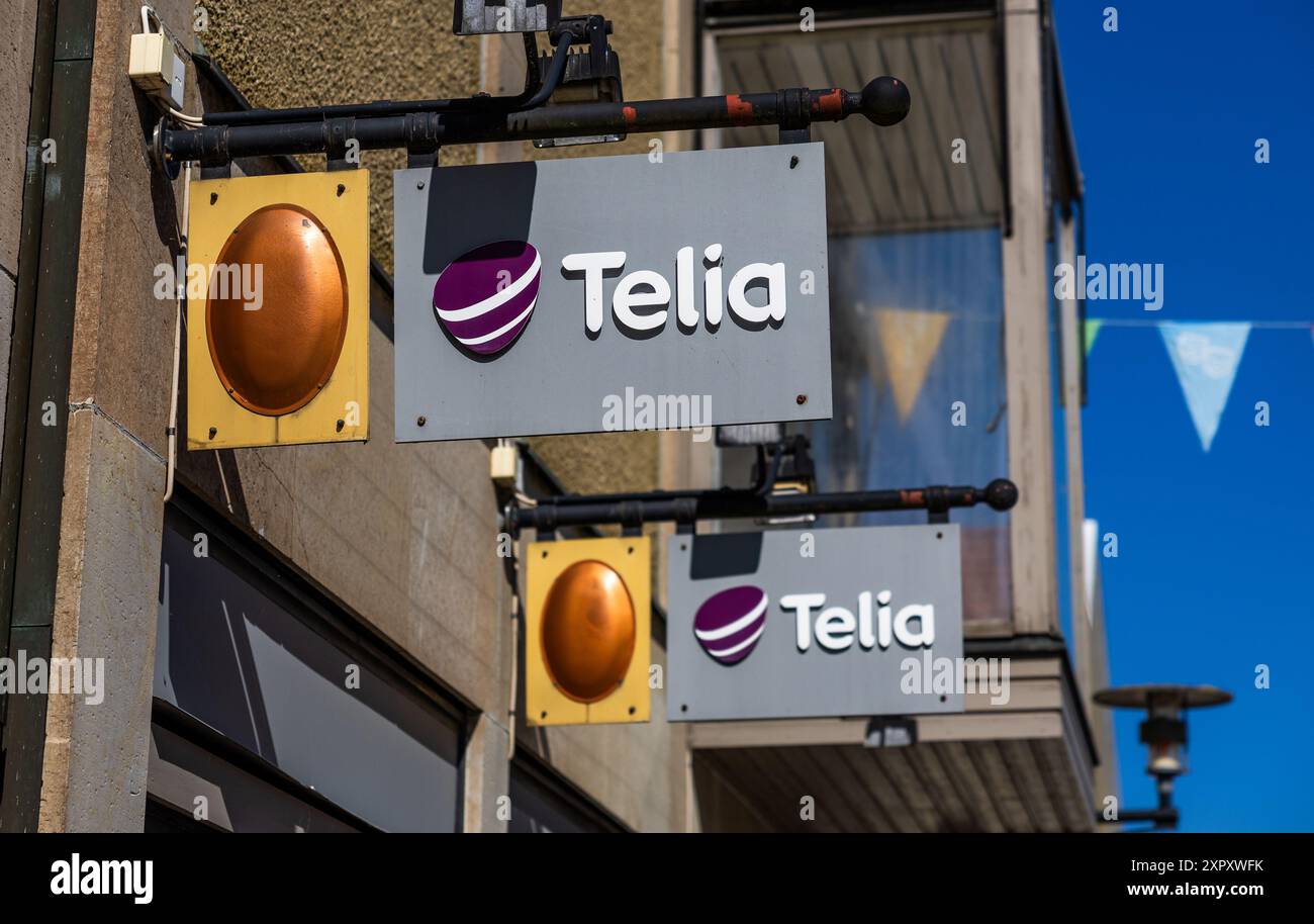 Telia logo, in the city of Kalmar, Sweden Stock Photo - Alamy