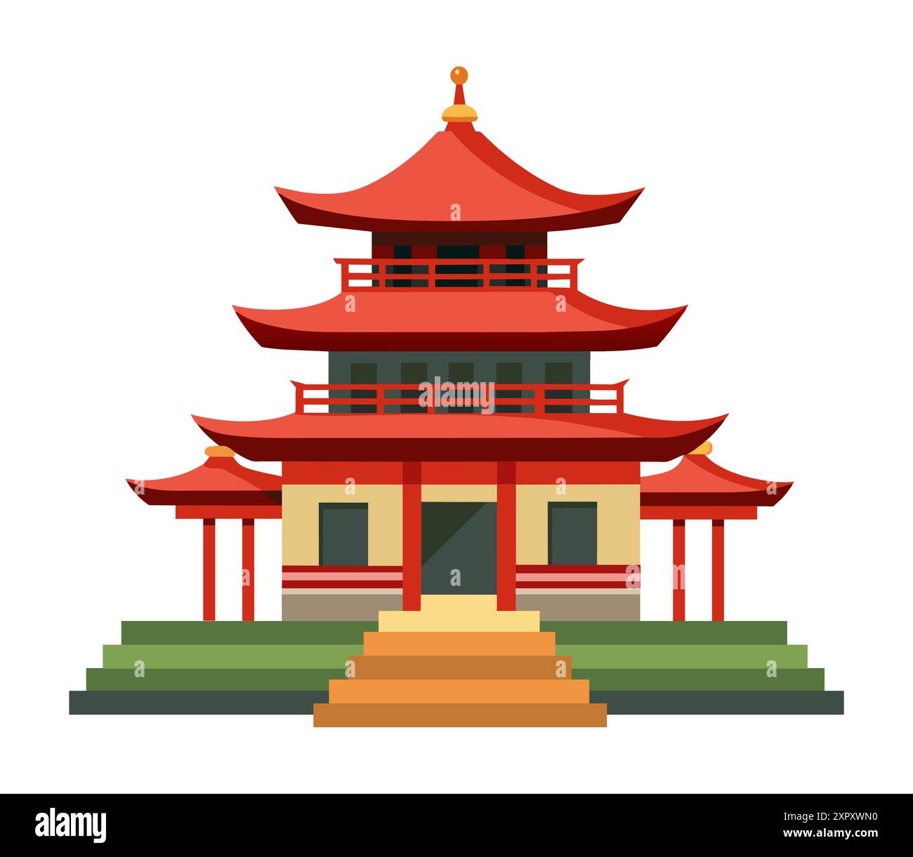 Illustration of a japanese traditional temple. Religious facility in ...