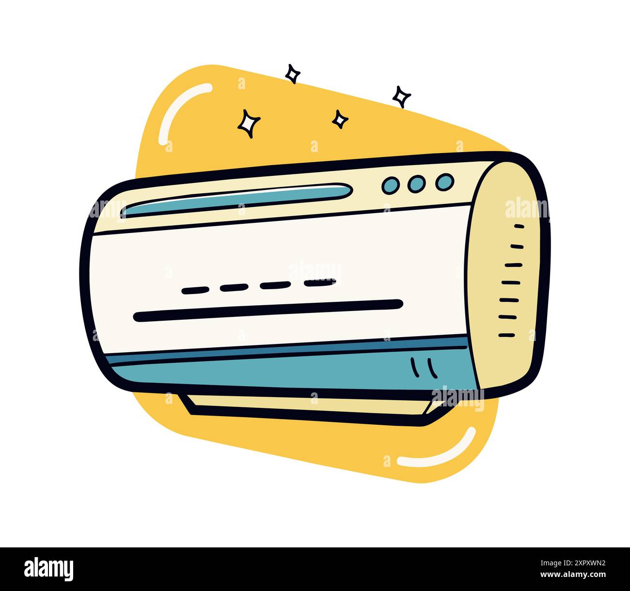 Hand drawn air conditioner. Cartoon style vector illustration Stock ...