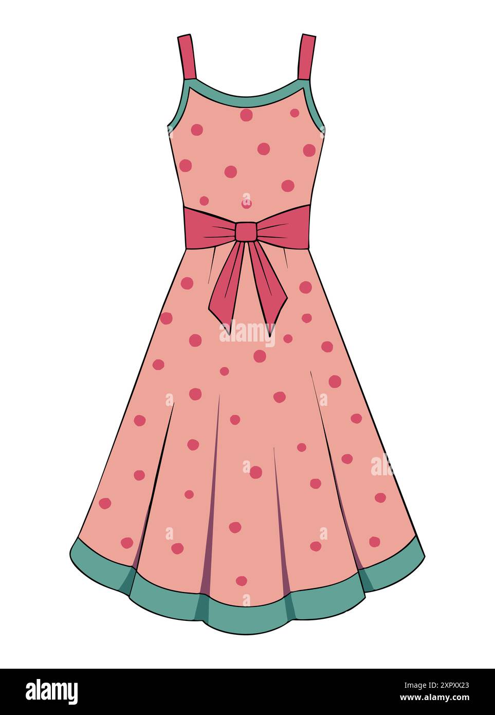 Hand drawn sundress. Woman summer clothes. Cartoon vector illustration ...
