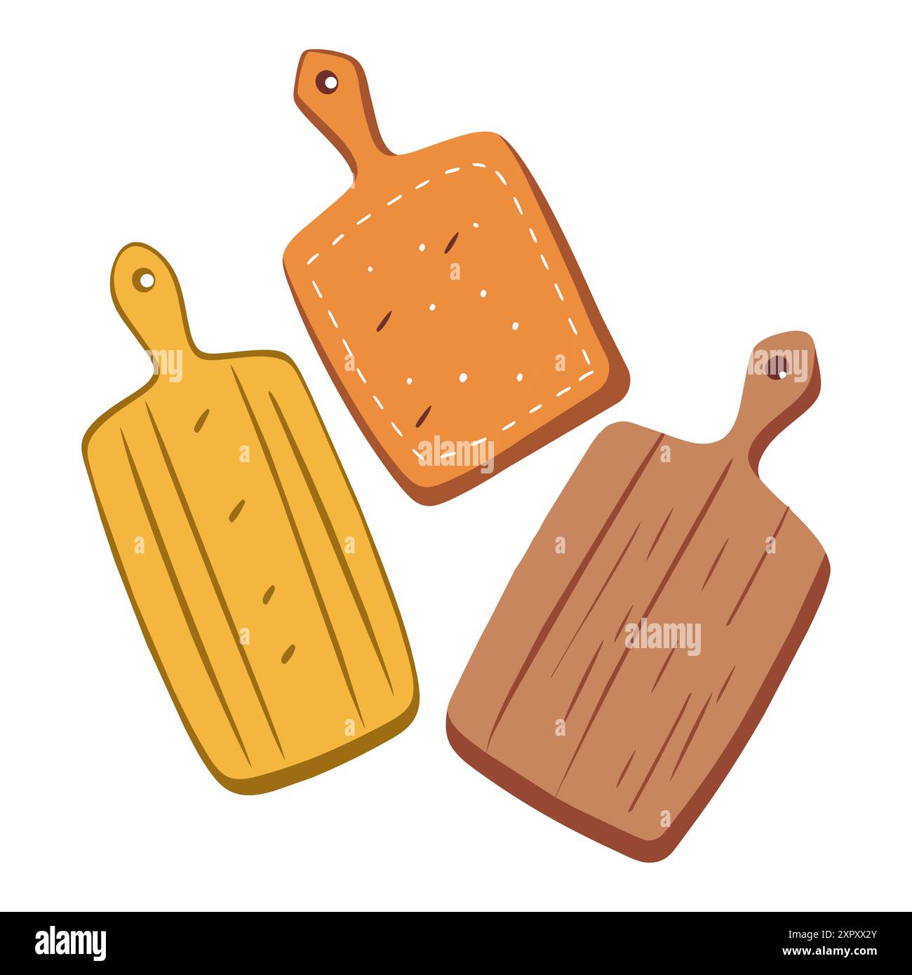 Set of hand drawn kitchen cutting boards. Cartoon style vector ...