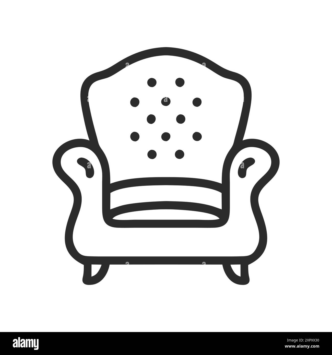 Comfortable soft armchair icon. Black and white vector illustration ...