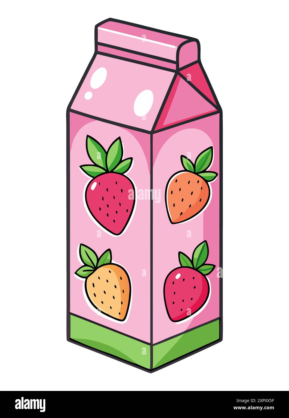 Pack of strawberry milk. Plant based drink. Vector illustration Stock ...