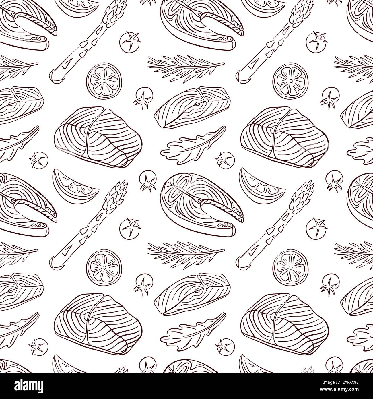 Salmon steak lemon rosemary Stock Vector Images - Alamy