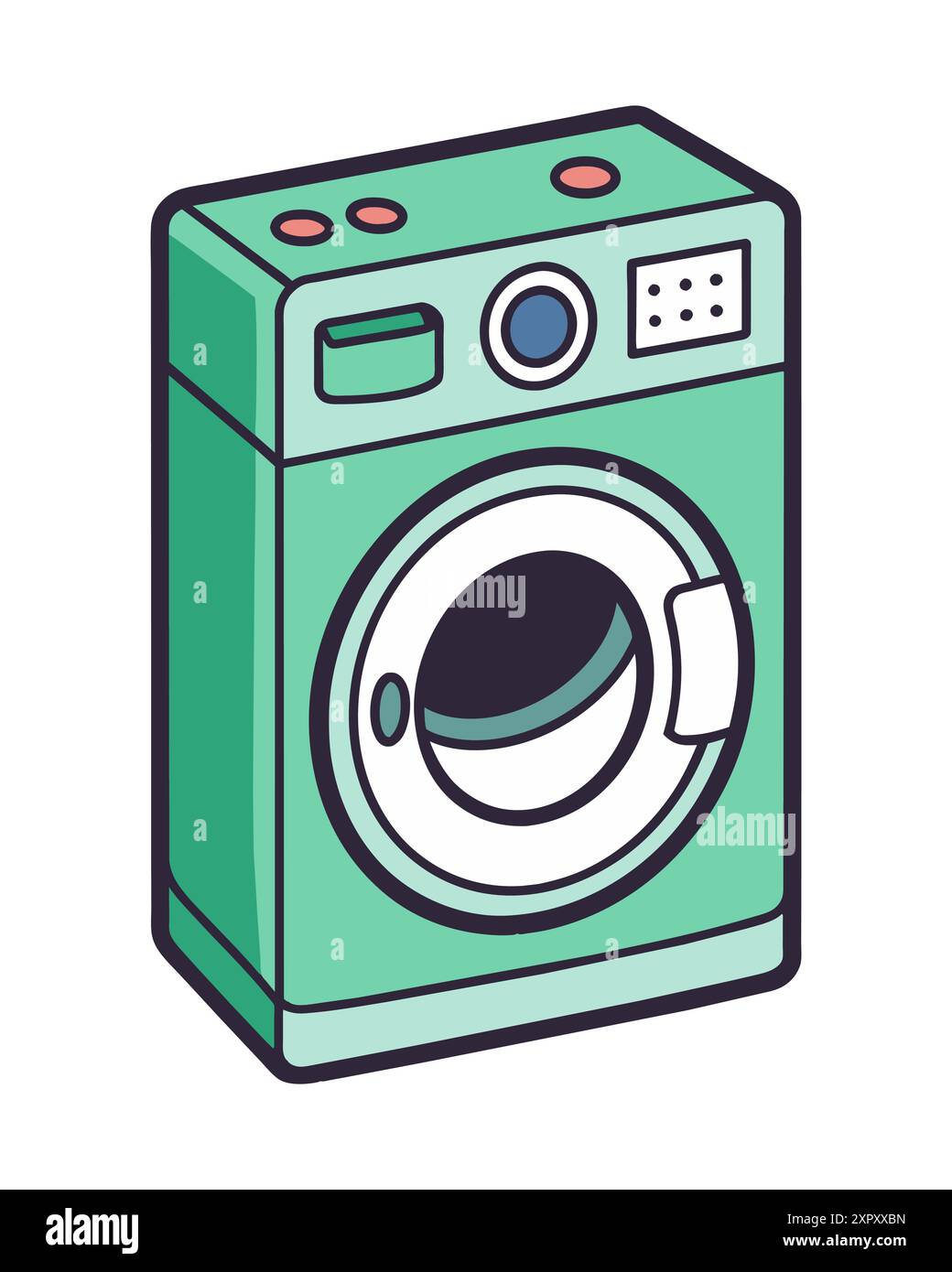 Hand drawn washing machine isolated on white. Cartoon style vector ...