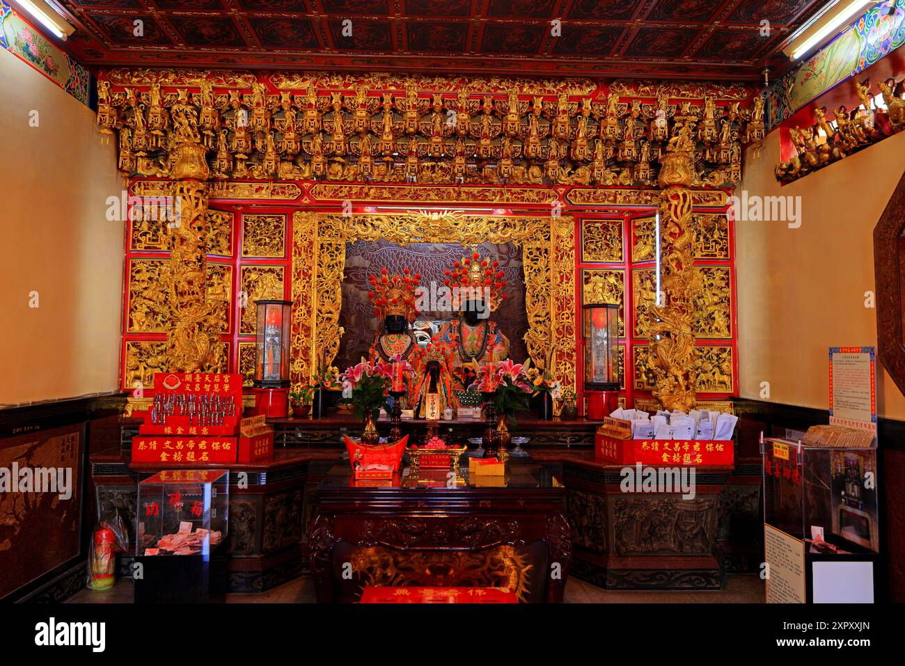 Anping Kaitai Tianhou Templ, with a statue of the deity Mazu at ...