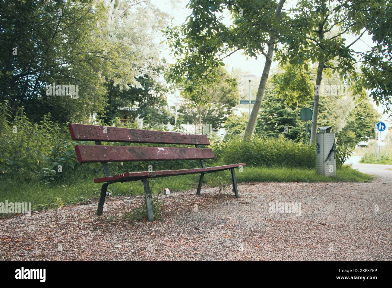 A single bench in a park in Amsterdam Stock Photo - Alamy