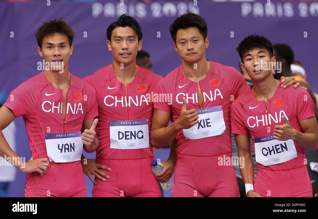 Paris, France. 8th Aug, 2024. Chen Jiapeng, Xie Zhenya, Deng Zhijian and Yan Haibin (R to L) of ...