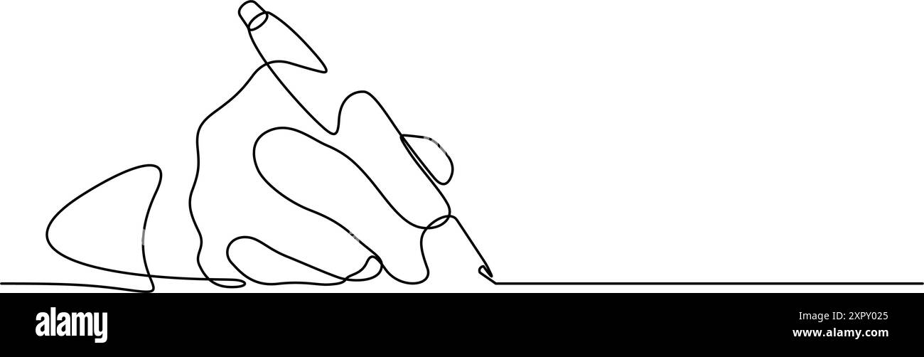 hand writing with pen minimalism one line drawing continuous ...