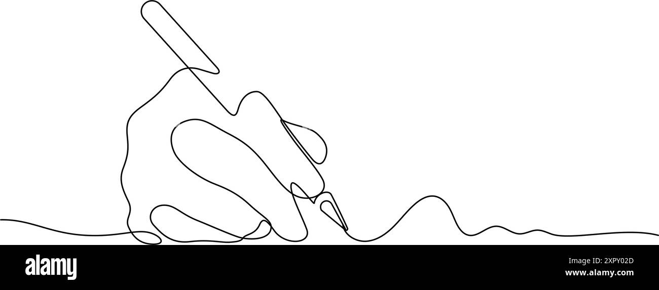 hand writing with digital pen minimalism continuous one line drawing ...