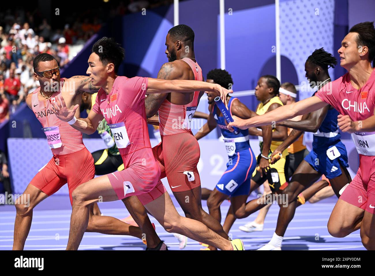 Paris, France. 8th Aug, 2024. Chen Jiapeng (L front) and Yan Haibin (R ...