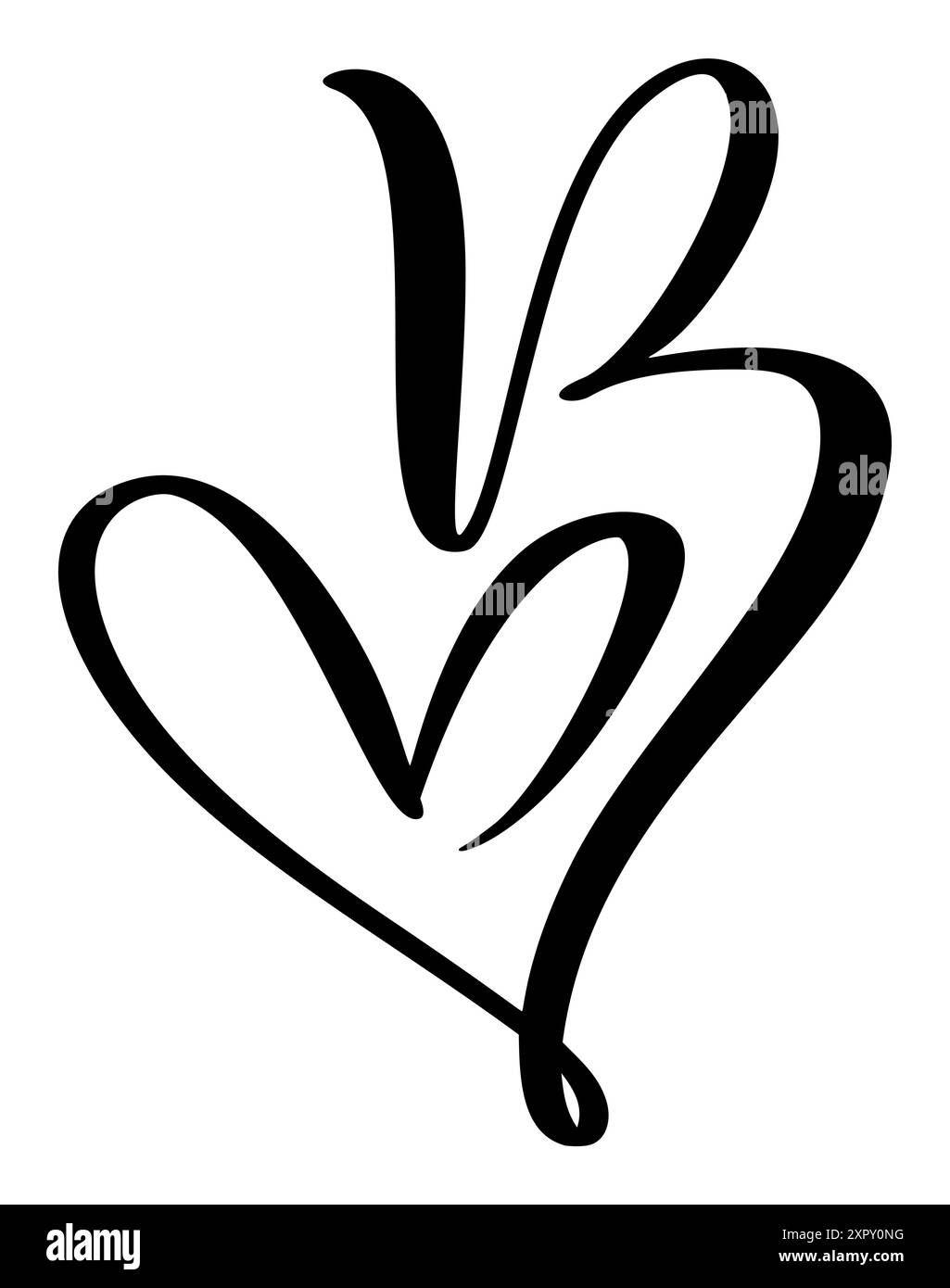 Hand drawn vector calligraphy love letter B. Script capital font logo ...