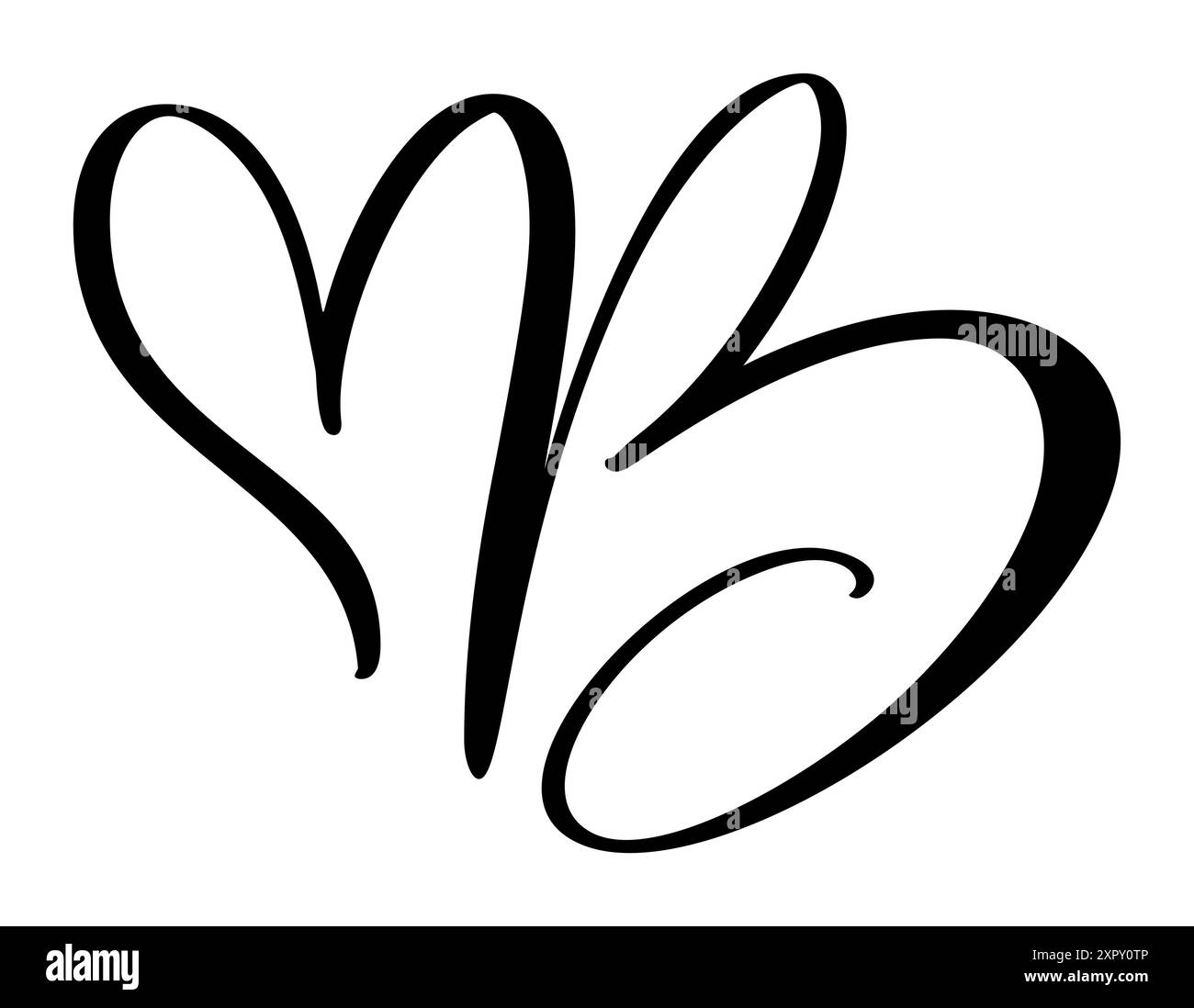 Vector Vintage heart letter monogram logo B. Love Calligraphy element ...