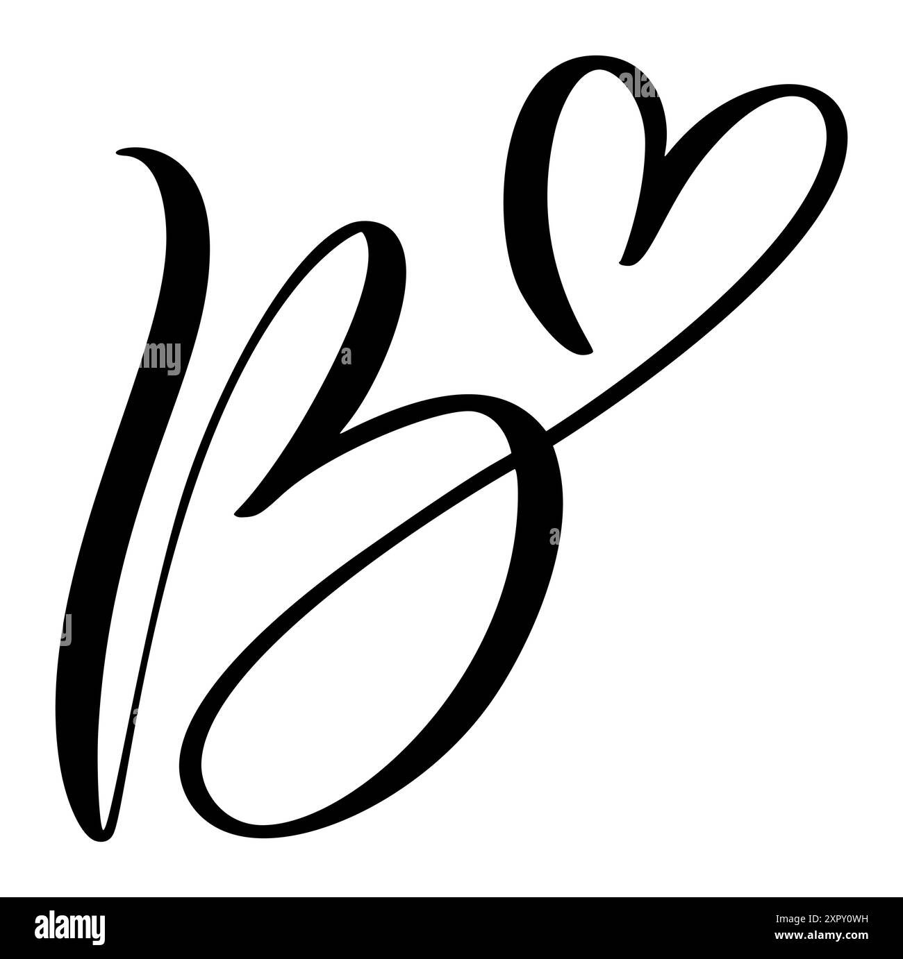 Hand drawn vector calligraphy love letter B. Script capital font logo ...