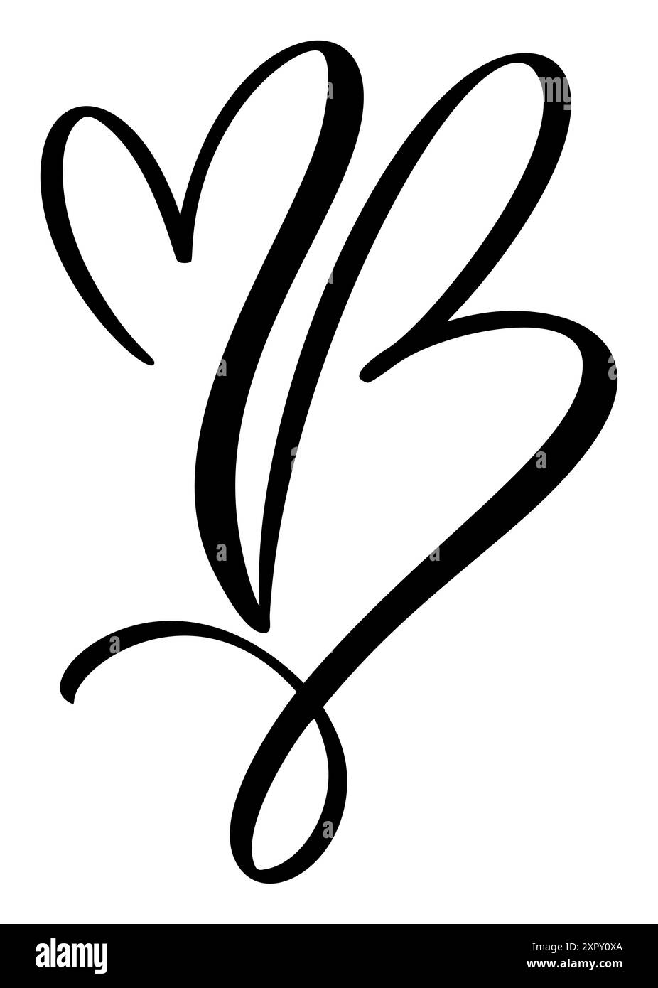 Script capital font logo calligraphy love letter B initial. Hand drawn ...