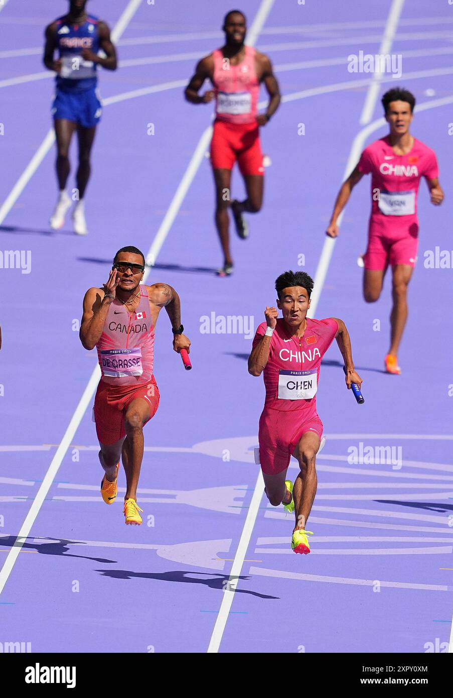 Paris, France. 8th Aug, 2024. Chen Jiapeng (R front) of team China ...