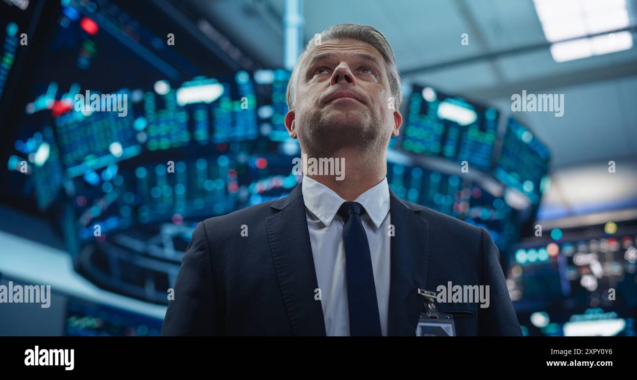 Businessman monitoring stock statistics close hi-res stock photography ...