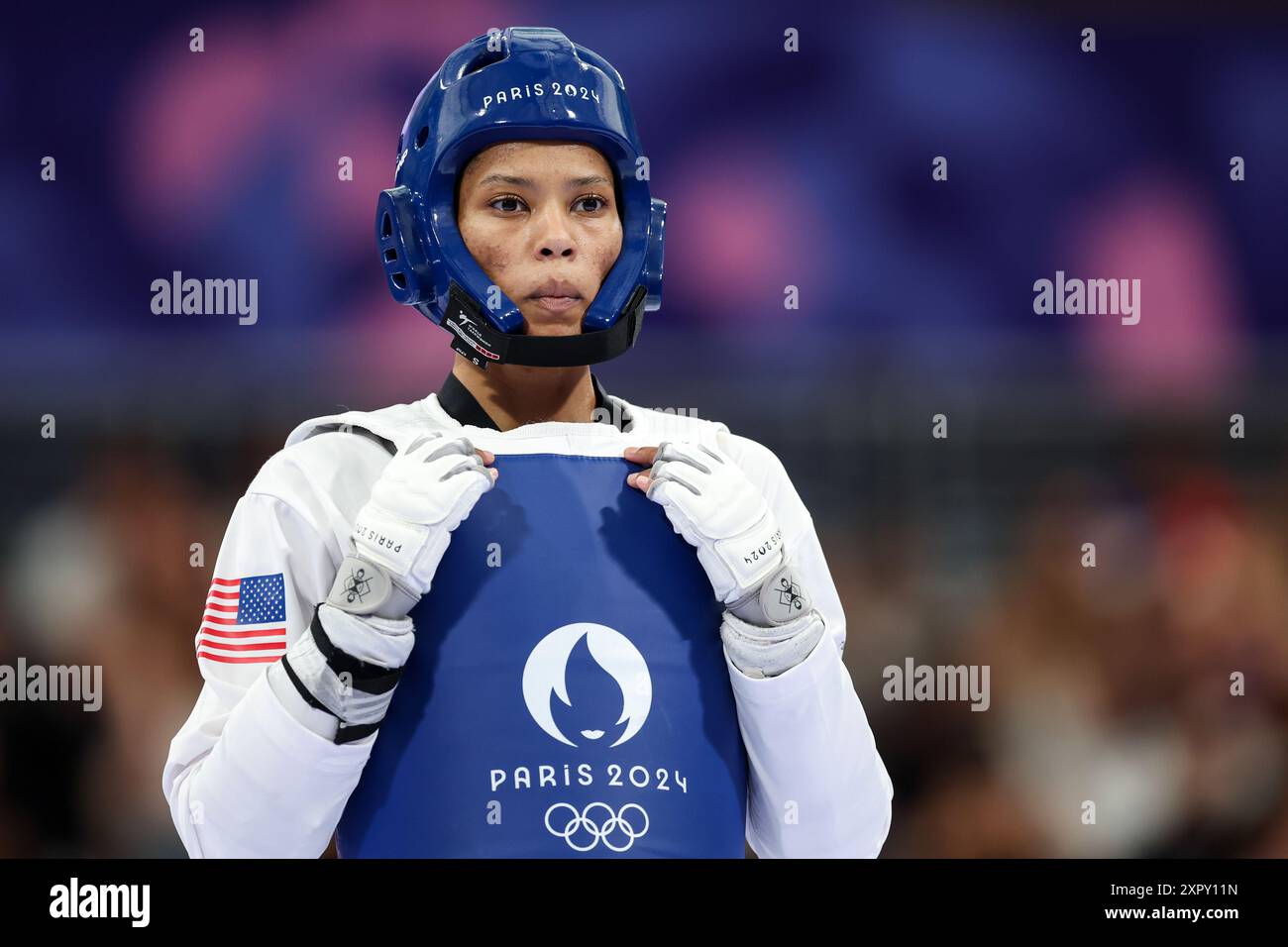 Faith Dillon of USA during the Women's -57kg Round of 16 match on day ...