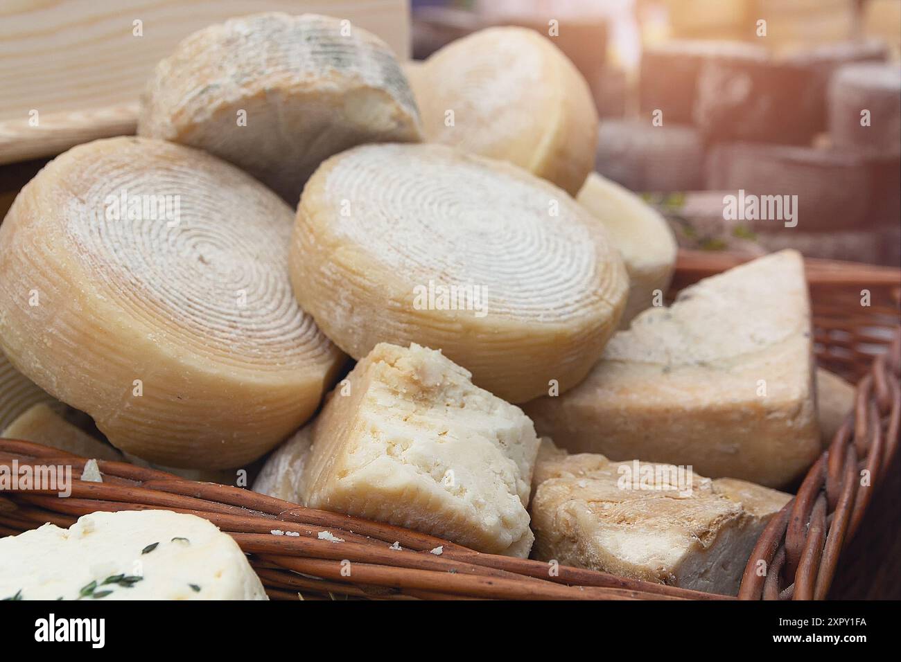 Craft cheese for sale at a farmer's market. Food Stock Photo - Alamy