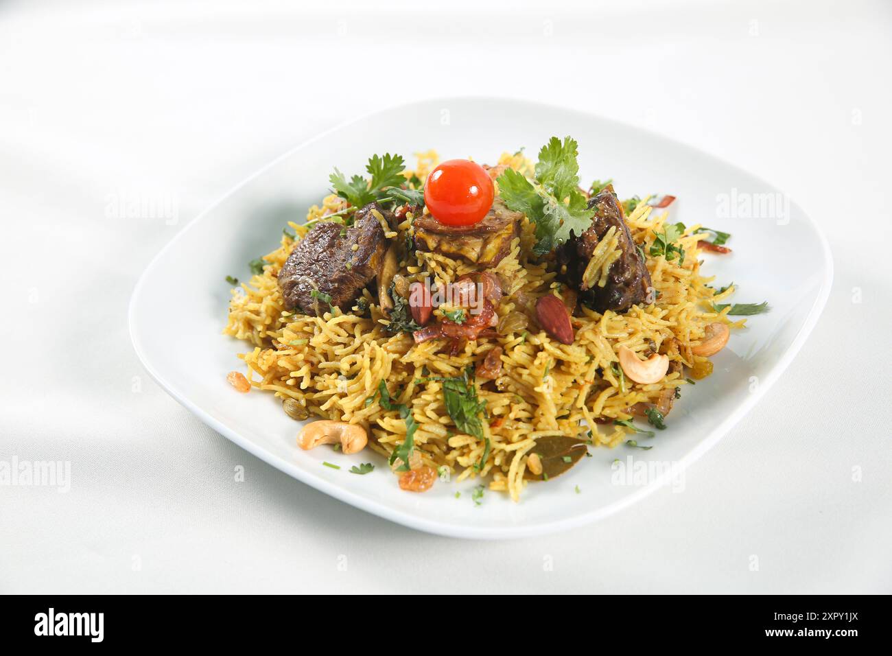 Delicious and Spicy Beef Biryani and Kabab. Beef Arabic biryani - Rice ...